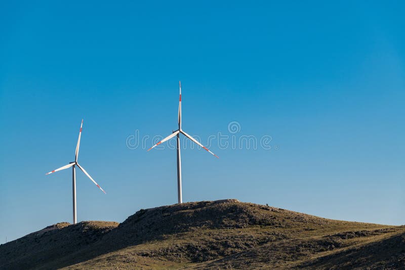 Clean Electricity Producing Wind Turbine or Windmill Built on a Windy ...