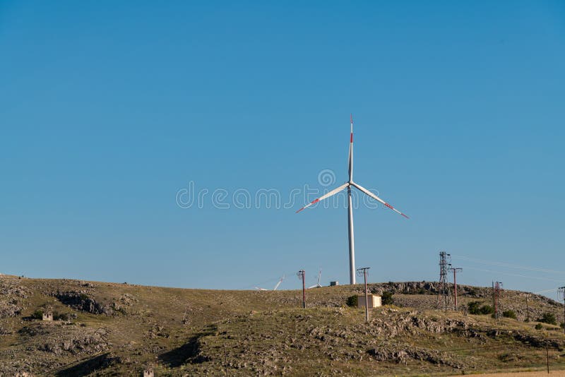 Clean Electricity Producing Wind Turbine or Windmill Built on a Windy ...