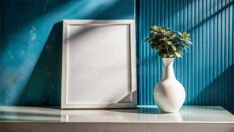 Clean Elegance - a White Countertop with a Single Vase. Empty White ...
