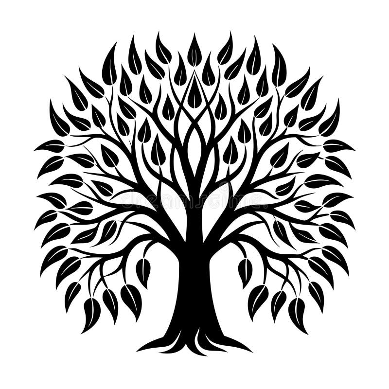Elegant Tree Silhouette: Black and White Vector Graphic for Nature ...