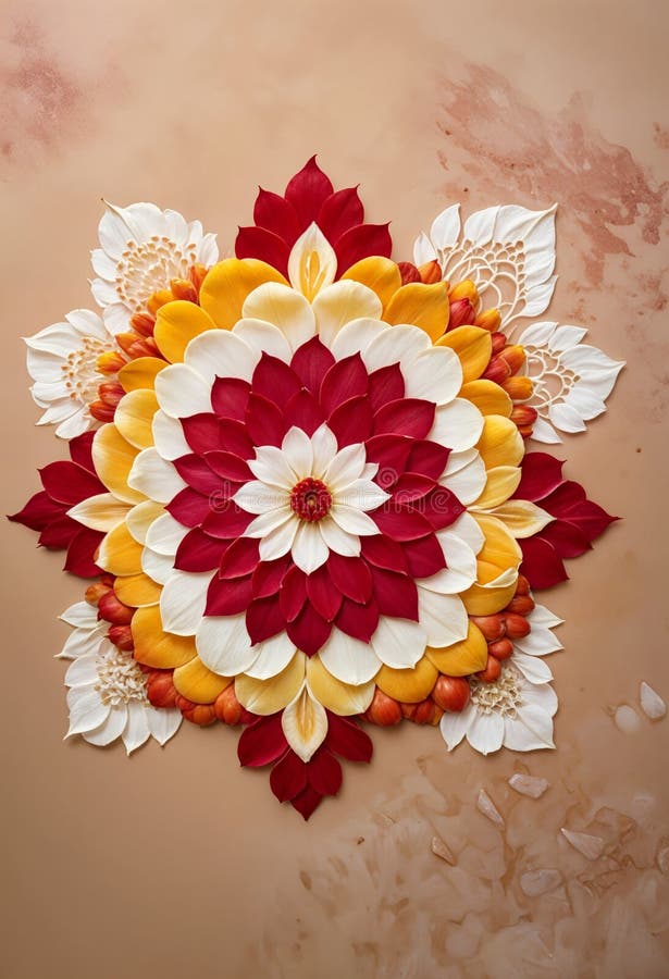 A Clean and Elegant Diwali Rangoli Flower Made Out of Paper is on a ...