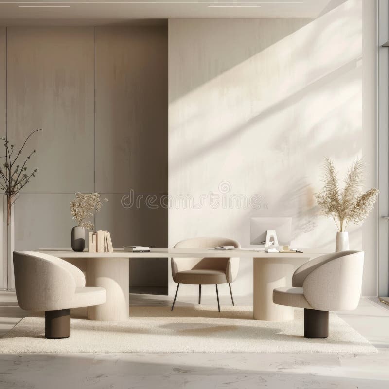 Clean and Elegant Minimalist Office Background with Sparse Decor. Stock ...