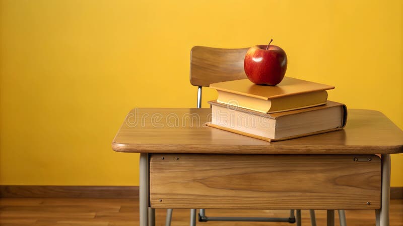 Clean Empty Classroom Desk with a Single New Textbook - School Design ...