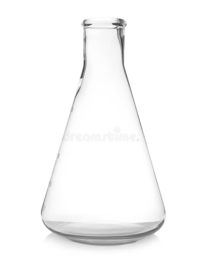 Empty Conical Flask Isolated on White. Chemistry Laboratory Stock Photo ...