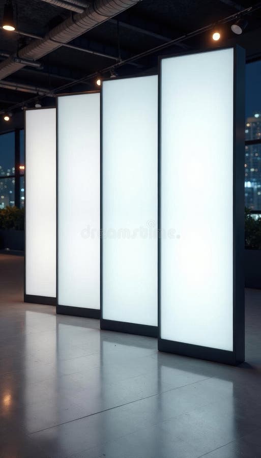 Clean, Empty Display Panels Ready for Your Message , Interface, Frame ...