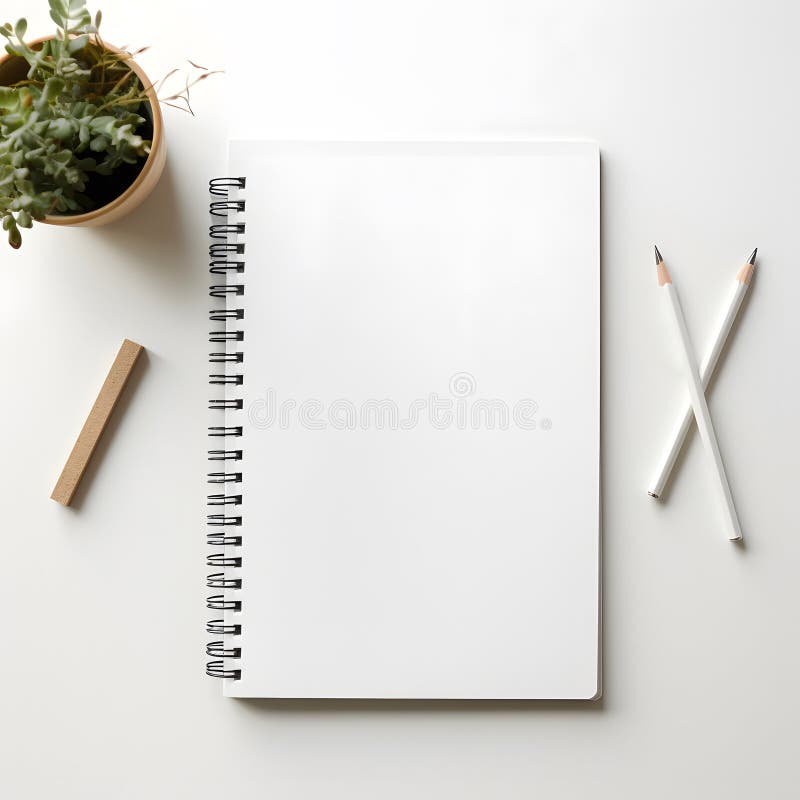 Clean Empty Drawing Pad Placed Aesthetically on the Table Alongside ...