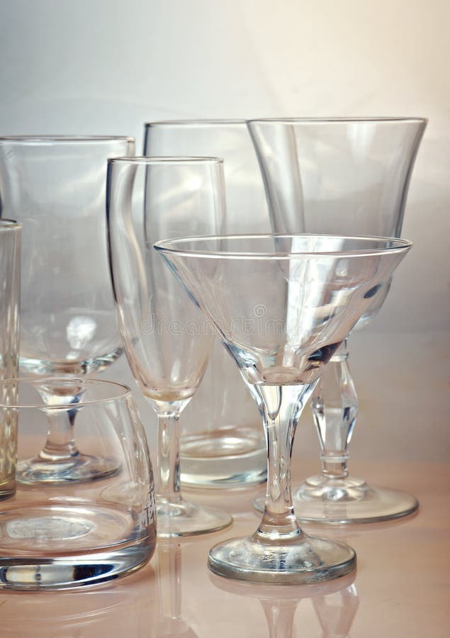 Clean Empty Glassware Collection Stock Image - Image of collection ...