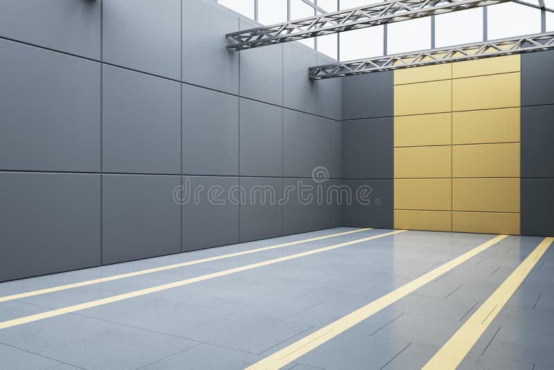 Clean Empty Gray Garage Interior. Warehouse Concept Stock Illustration ...