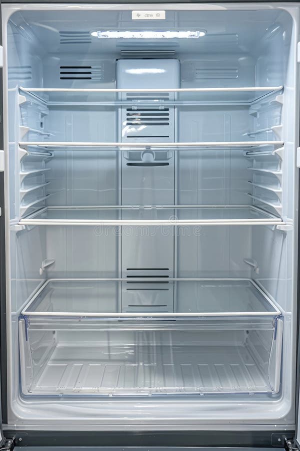 Clean and Empty Refrigerator with Open Door for Stock. Stock Image ...