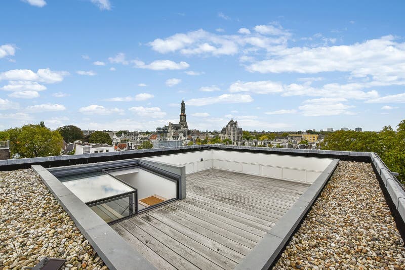 Empty Roof Top with Blue Sky Background Stock Image - Image of ...