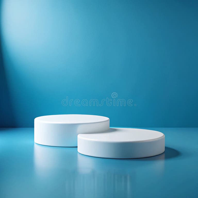 Two Empty Round White Platforms Stacked on Top of Each Other, Decorated ...