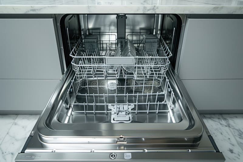 Clean Empty Stainless-steel Dishwasher Interior View Stock Illustration ...