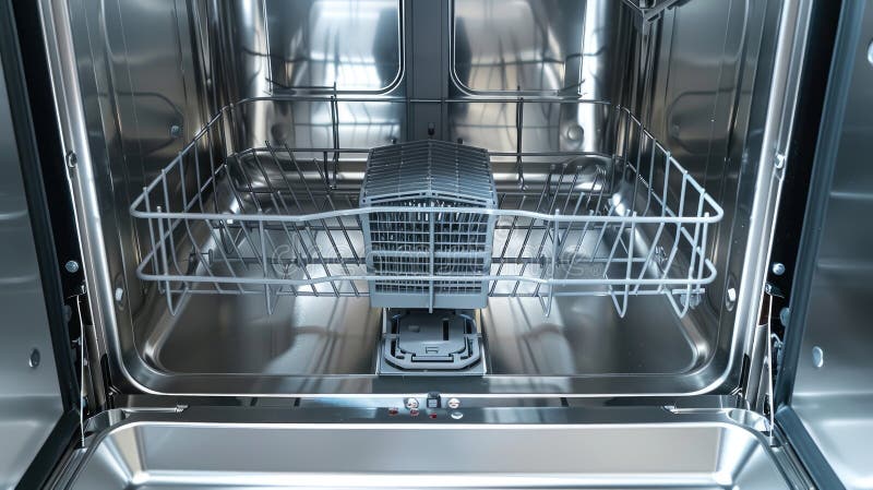 Clean Empty Stainless-steel Dishwasher Interior View Stock Illustration ...