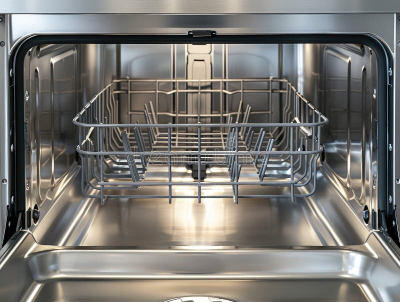 Clean Empty Stainless-steel Dishwasher Interior View Stock Illustration ...