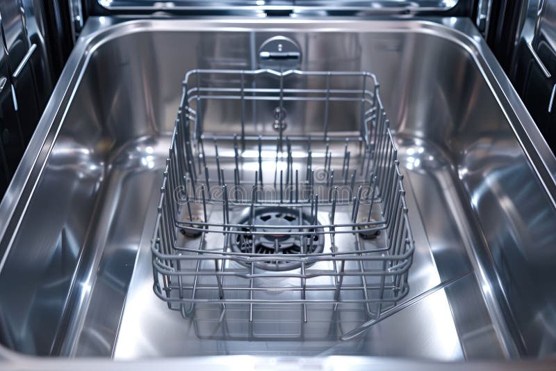Clean Empty Stainless-steel Dishwasher Interior View Stock Illustration ...