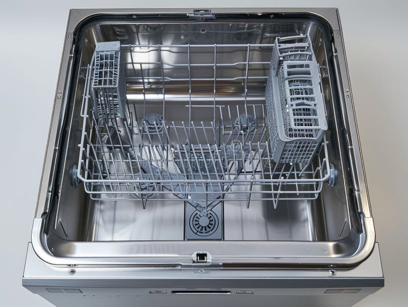 Clean Empty Stainless-steel Dishwasher Interior View Stock Illustration ...