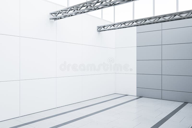 Clean Empty White Garage Interior. Warehouse Concept Stock Illustration ...