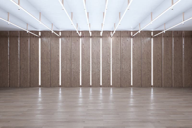 Clean Empty Wood Plank Garage Interior with Mock Up Place. Product ...