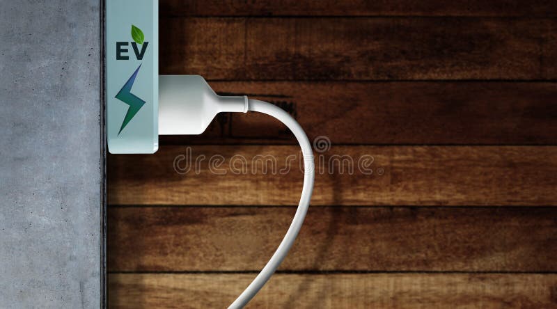 Clean Energy Concept. Close-up of EV Power Socket on the Wall. Green ...