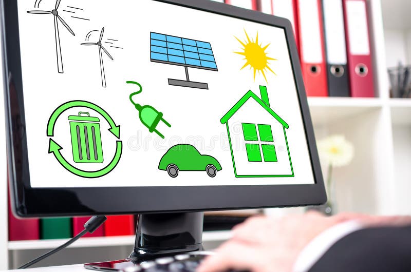 Clean Energy Concept on a Computer Screen Stock Photo - Image of ...