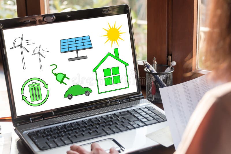 Clean Energy Concept on a Laptop Screen Stock Photo - Image of ...