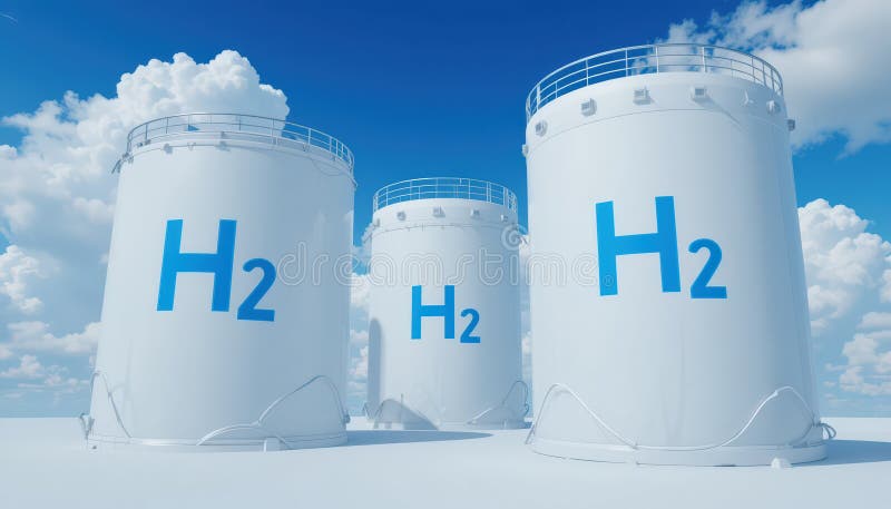 Clean Energy Concept with White Hydrogen Storage Tanks with Blue H2 ...