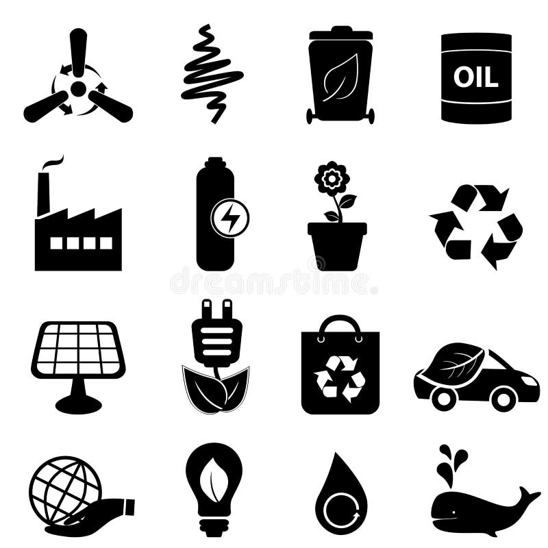 Clean Energy Environment Icons Stock Vector - Illustration of factory ...