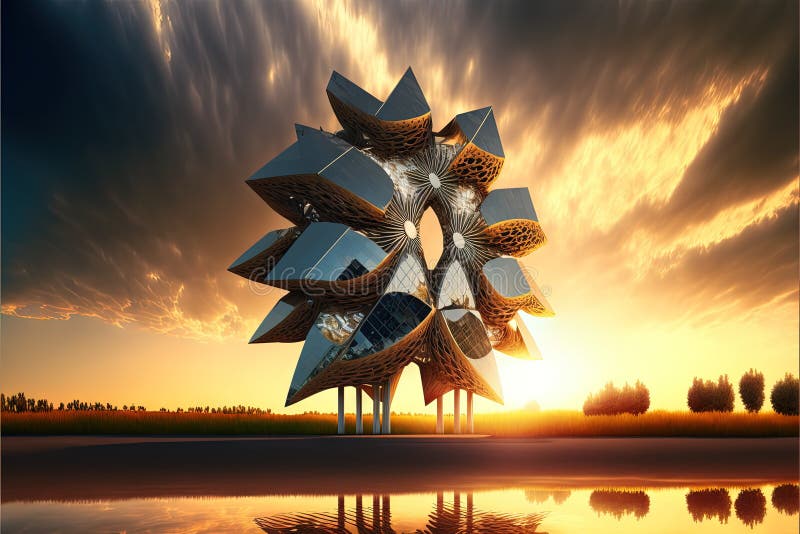 Clean Energy of the Future Illustration from Renewable Sources Sun and ...