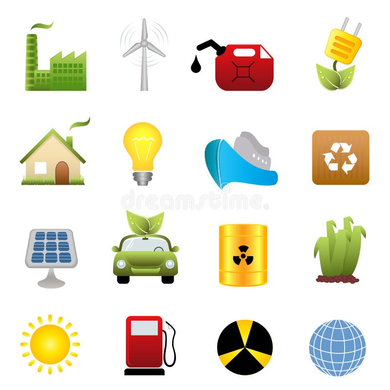 Clean energy icon set stock vector. Illustration of leaf - 18883705
