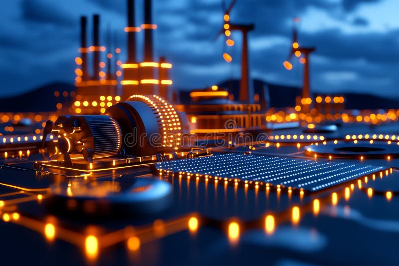 Clean Energy Plant Structure is Highlighted in a Minimalist Blueprint ...