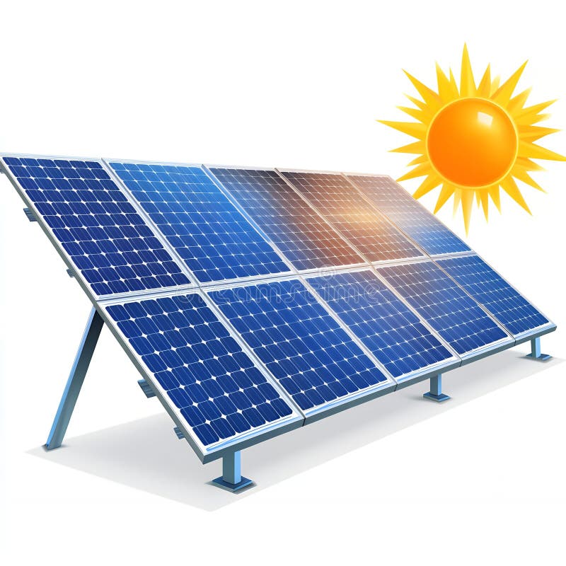 Clean Energy Solar Panel Array Generating Renewable Power Under Bright ...