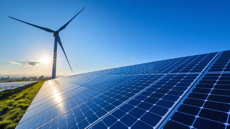 Clean Energy and Sustainable Technology: Solar Panels and Wind Turbine ...