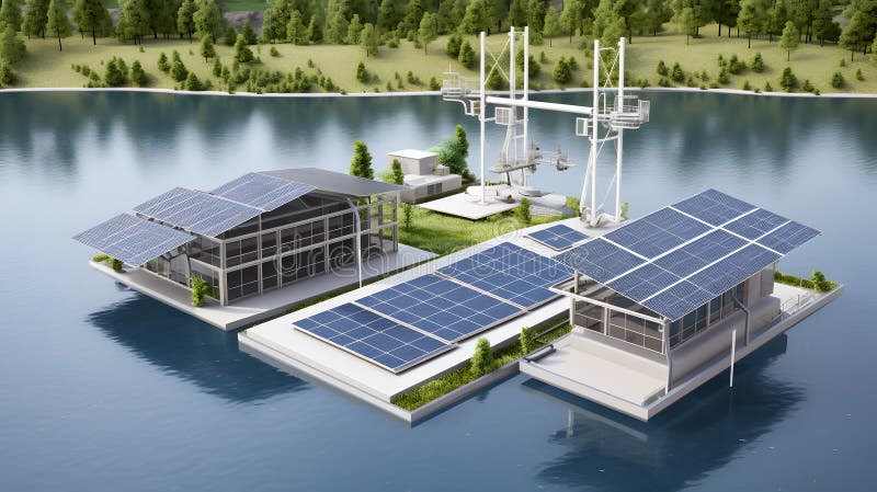 Clean Energy System with Solar Wind and Hydro Power Generative AI Stock ...