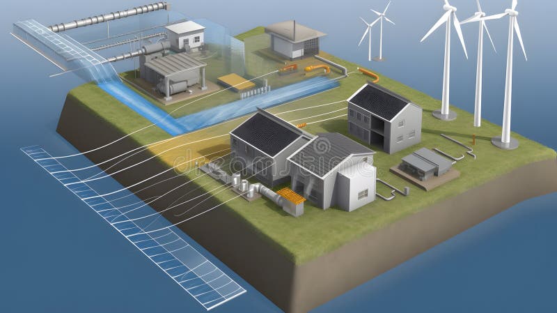 Clean Energy System with Solar Wind and Hydro Power One Generative AI ...