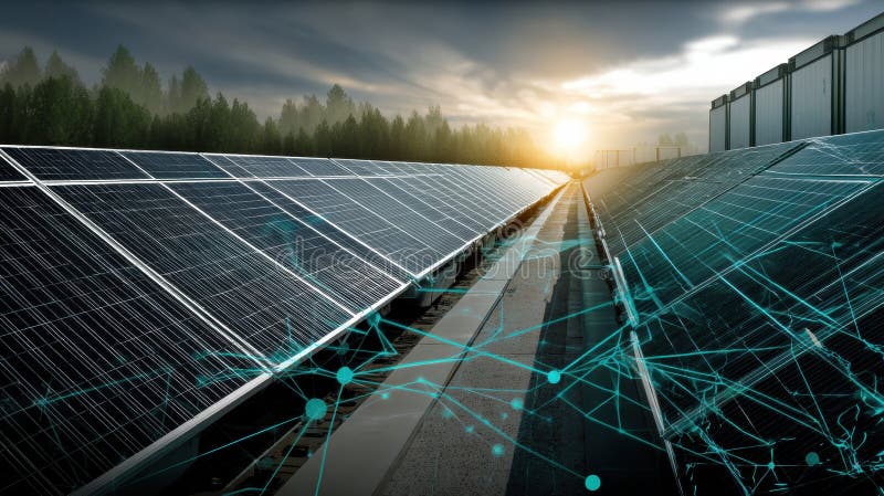 Clean Energy Technology Utilizes Solar Panels and AI Optimization in a ...