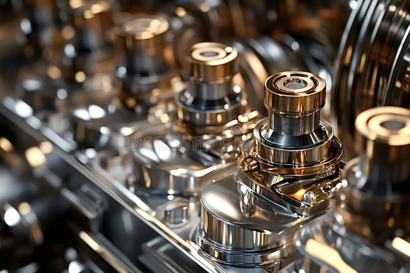 Clean Engine Components Showing Pistons and Valves in Close-up Stock Image - Image of shiny ...