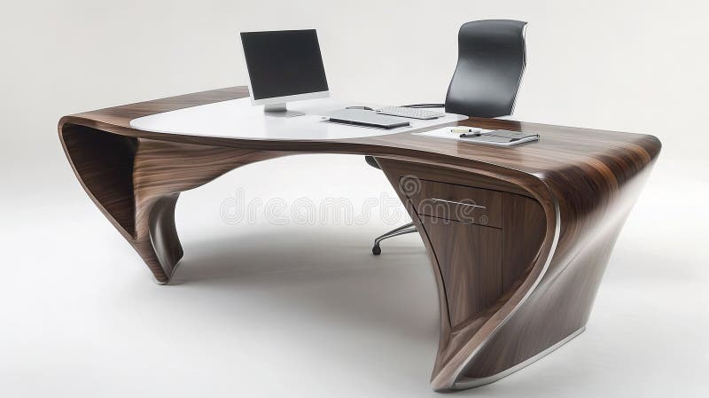 A Clean Ergonomic Office Desk Styled in a Sleek, Modern Workspace Stock ...