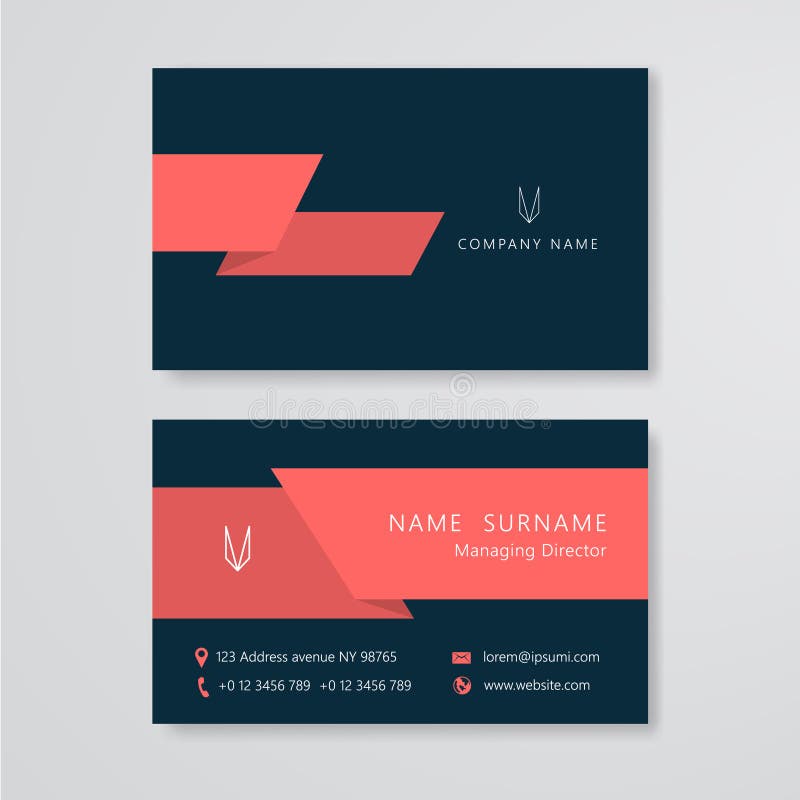 Clean Flat Design Business Card Template Vector Stock Illustration ...