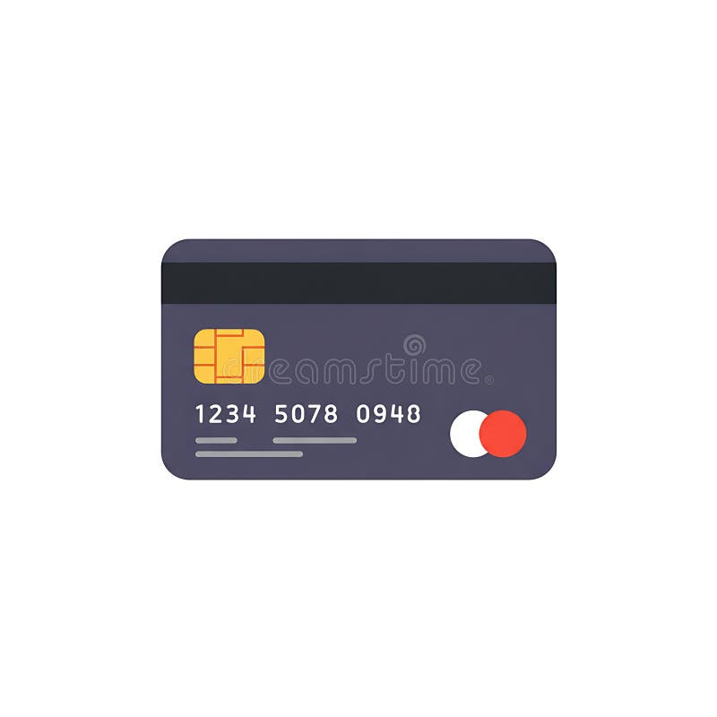 Modern Credit Card Icon with Chip and Payment Symbols Stock ...
