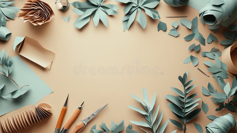 A Clean Flat Lay of Paper Crafts Styled with Precision Tools on a Stock ...