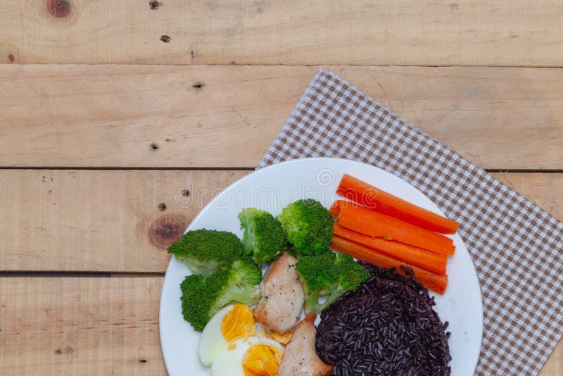 Clean Food, Riceberry Rice and Chicken and Vegetable Stock Photo ...