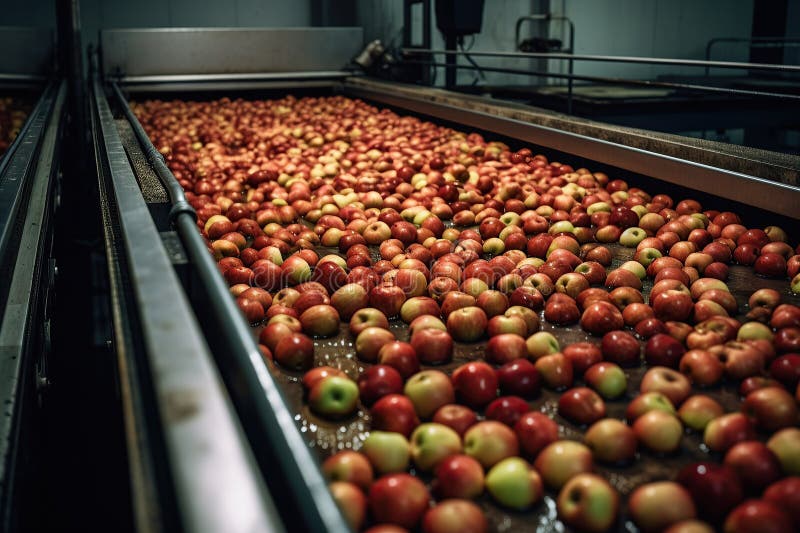 Clean and Fresh Apples before Grating and Cutting in Food Processing ...
