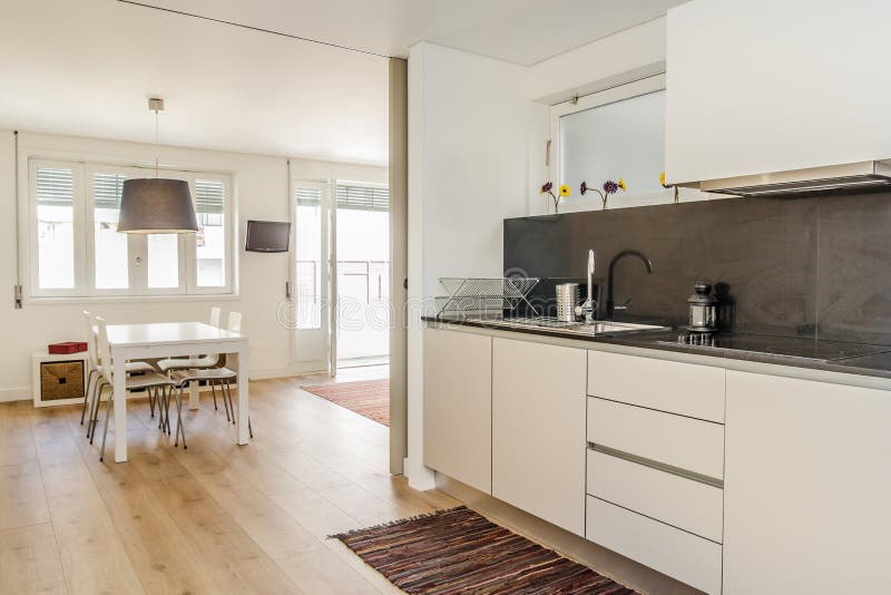 Clean Fresh and Bright Kitchen Stock Image - Image of decor, design ...