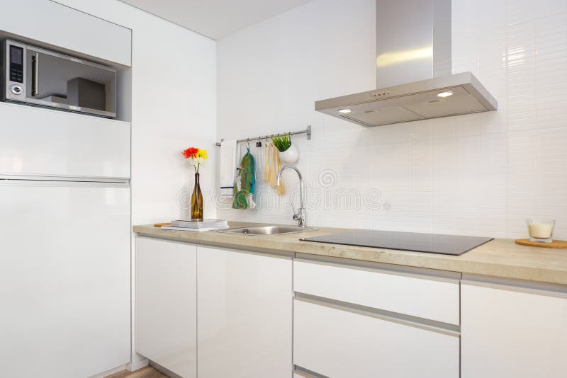 Clean Fresh and Bright Kitchen Stock Image - Image of domestic ...