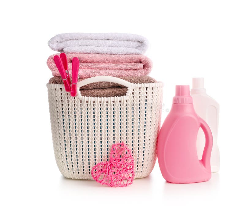 Clean and Fresh Laundry on White Background Stock Photo - Image of ...
