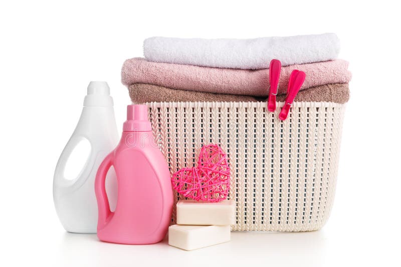 Clean and Fresh Laundry on White Background Stock Image - Image of ...