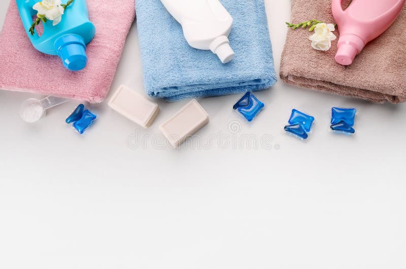 Clean and Fresh Laundry on White Background Stock Image - Image of ...