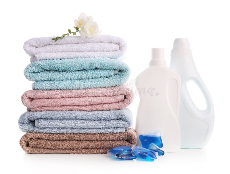 Clean and Fresh Laundry on White Background Stock Photo - Image of ...