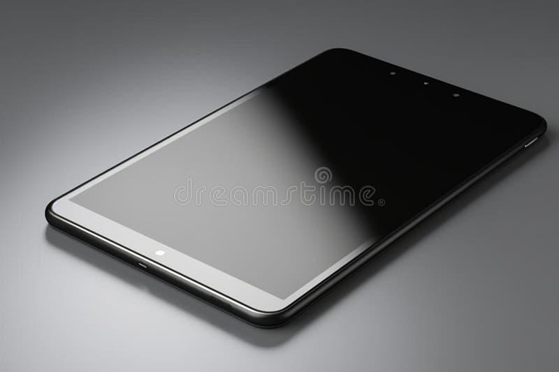 Clean Front View of Black Tablet Computer Mockup with Blank Screen ...