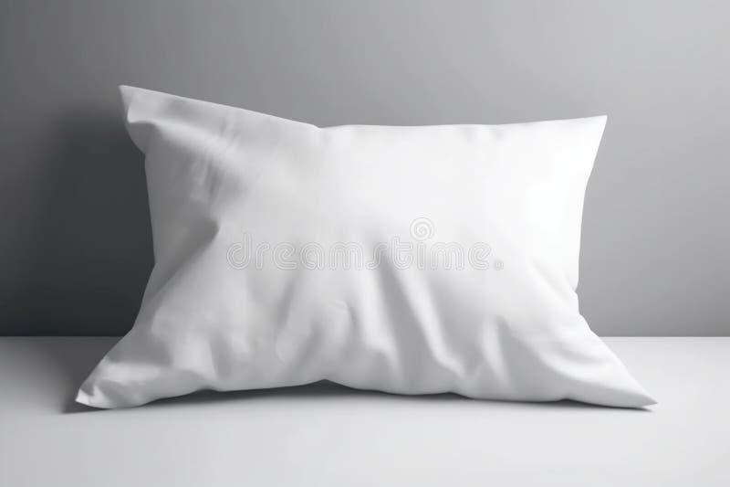 Clean Front View of White Pillow Case Mockup on Bed Stock Image - Image ...